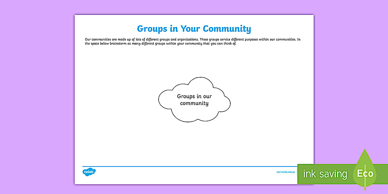 Groups in Your Community Worksheet (teacher made) - Twinkl