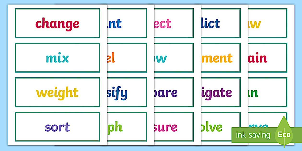 Cursive Science Action Words Word Cards - Twinkl