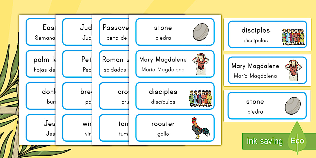 Easter Word Cards English/Spanish (professor feito) - Twinkl