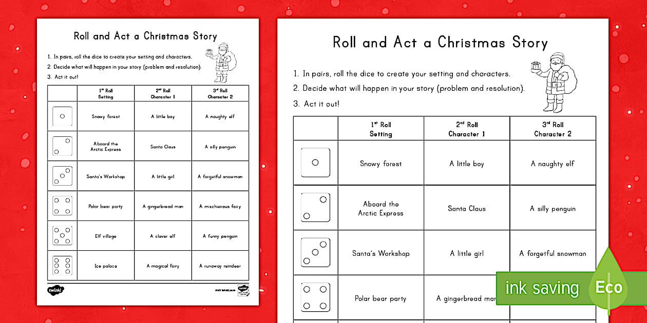 Christmas Roll and Act Story | K-2 Dramatic Play | Twinkl