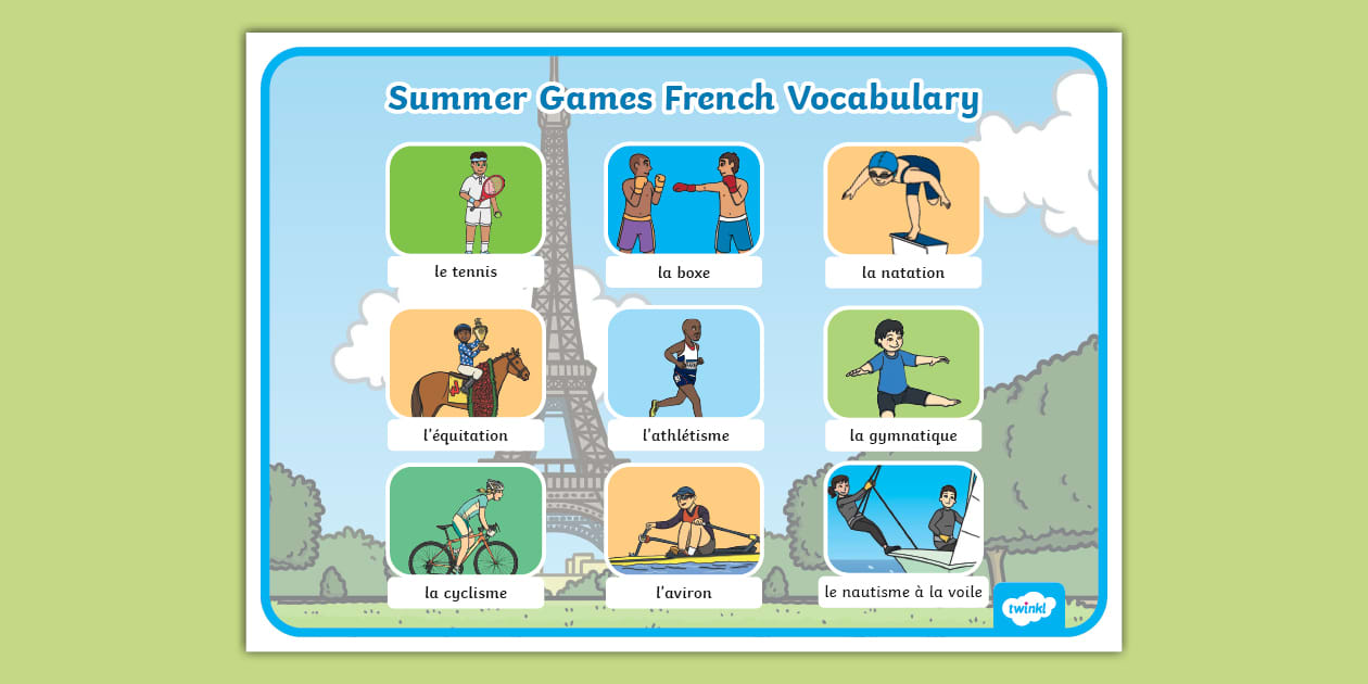 Summer Games French Word Mat (Teacher-Made) - Twinkl