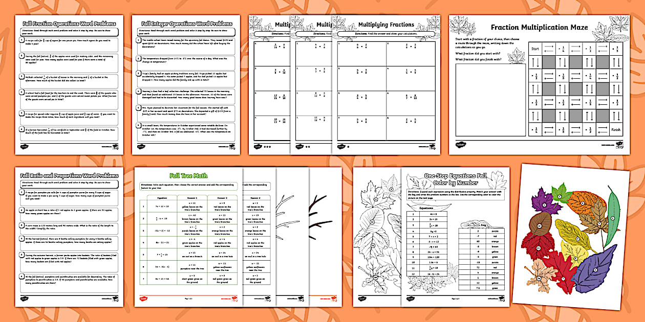 Seventh Grade Math Fall Sub Pack (Teacher-Made) - Twinkl