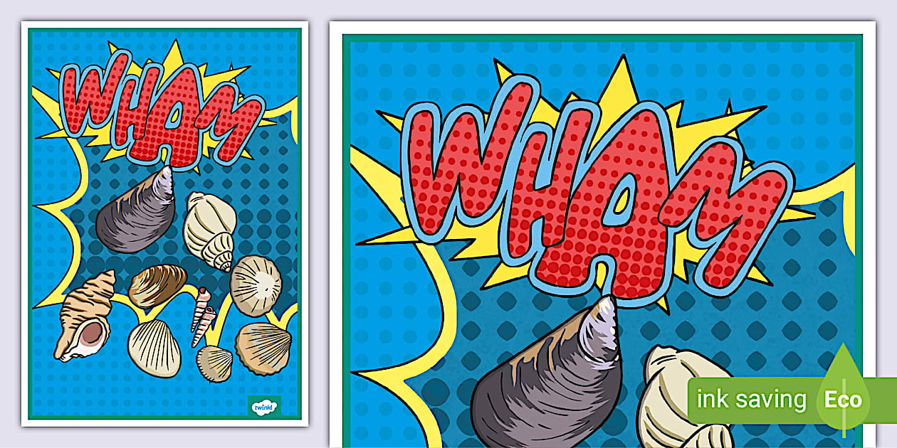 Sea Shell Pop Art Display Poster (Teacher-Made) - Twinkl