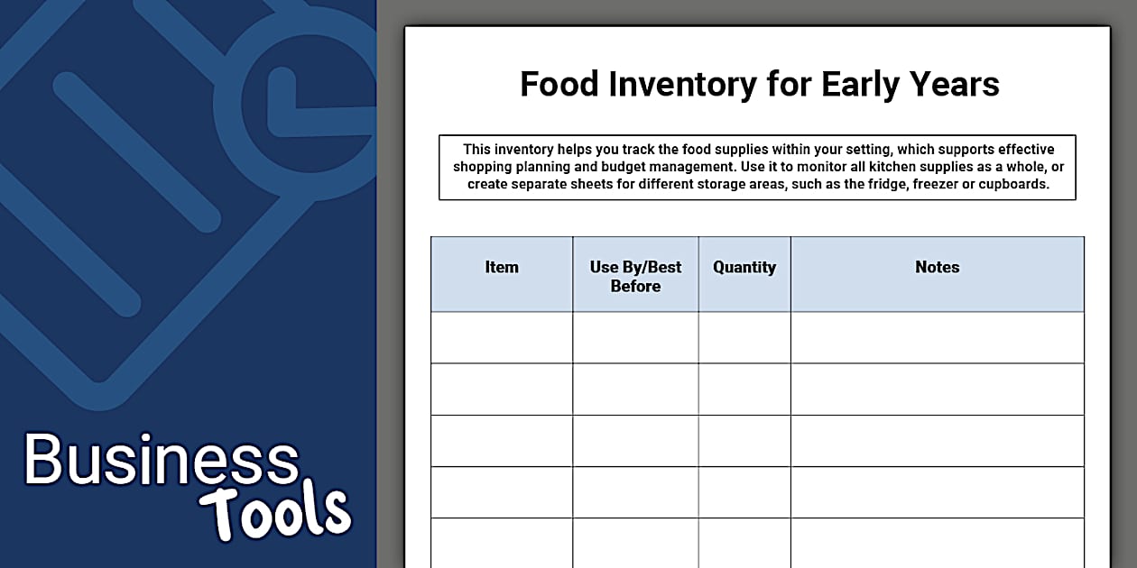 Food Inventory for Early Years Settings
