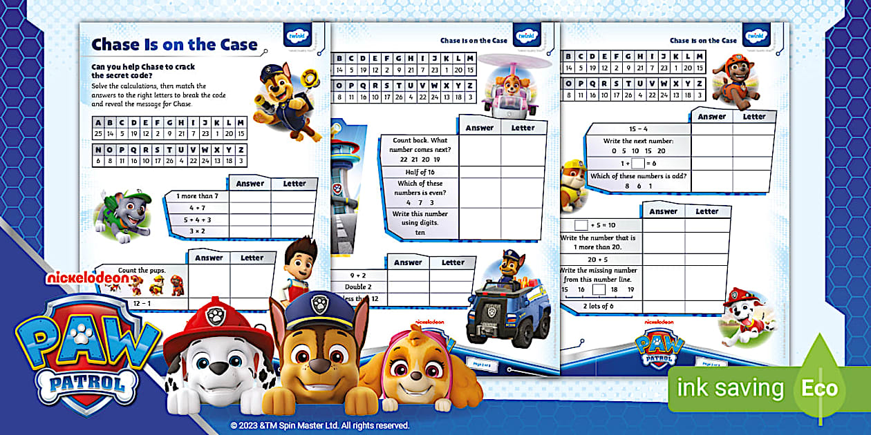 FREE! - 👉 PAW Patrol Maths Code Breaker Activity | Paramount | Twinkl
