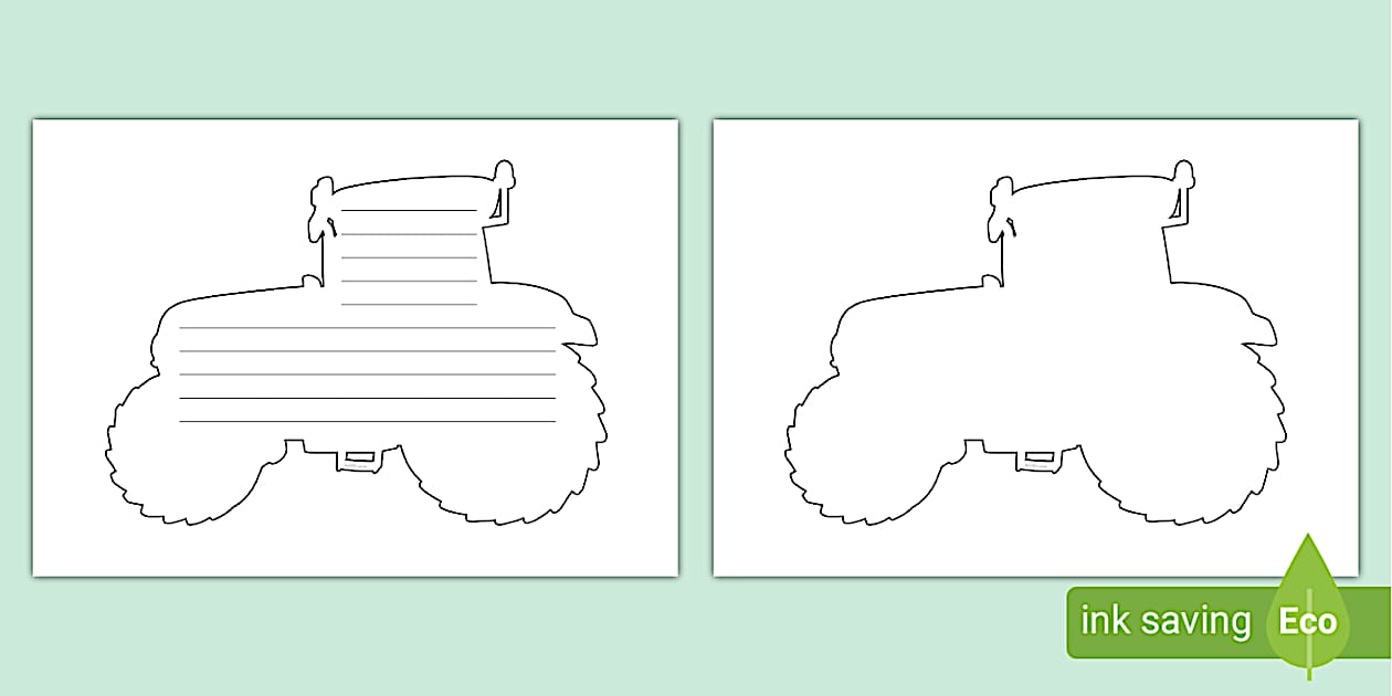 Tractor Outline Writing Template (teacher made) - Twinkl