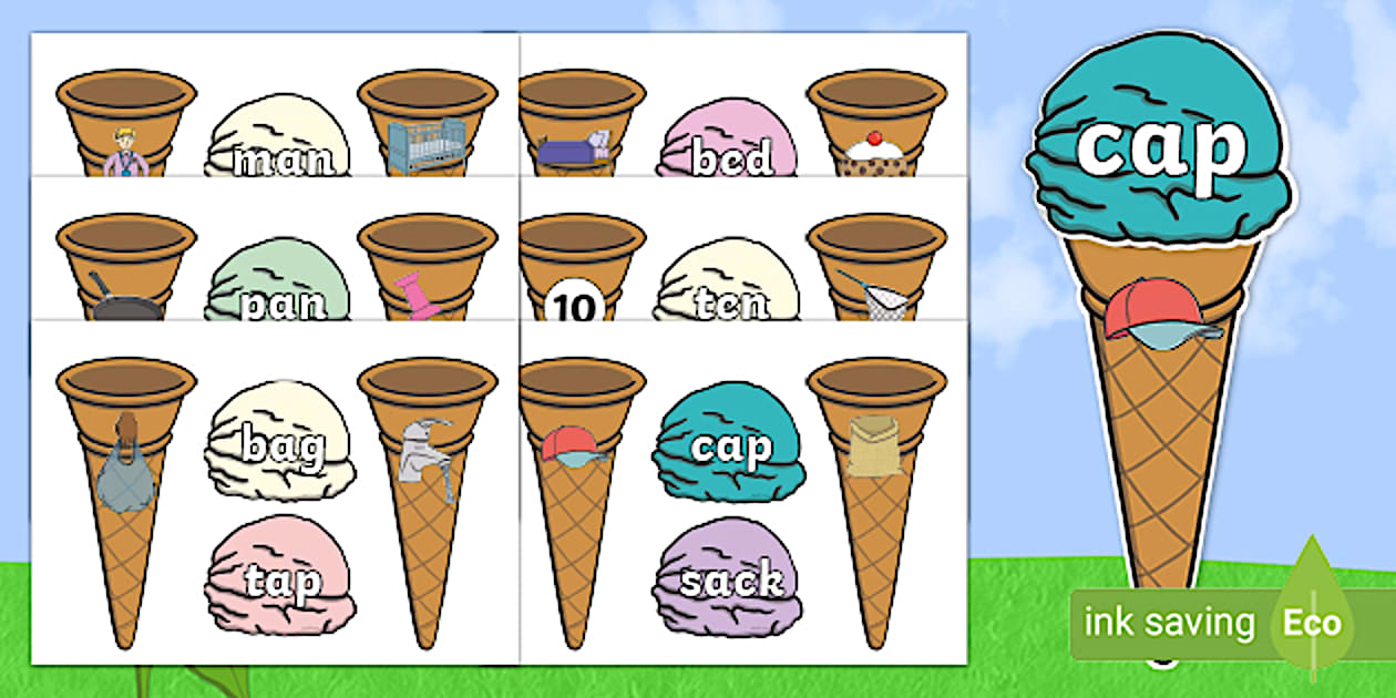 Editable Phase 2 Build an Ice Cream CVC Activity - Twinkl