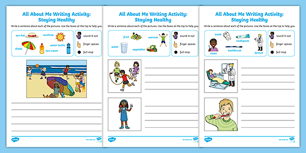 All About Me Writing Activities: Staying Healthy - Twinkl