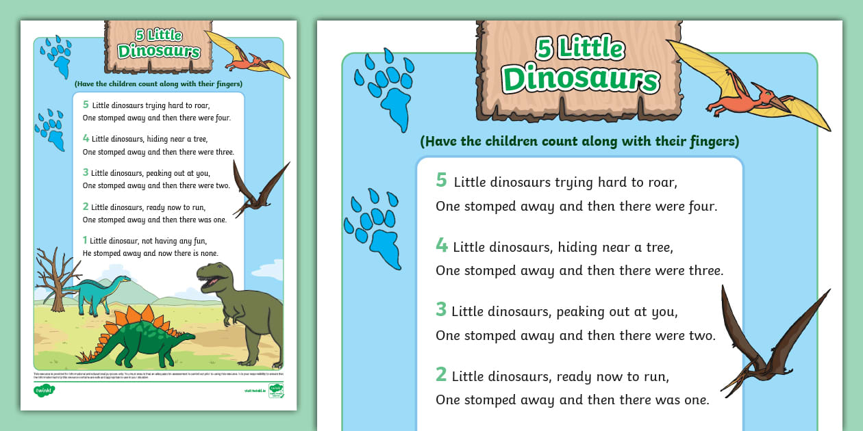 Five Little Dinosaurs Song (Teacher-Made) - Twinkl