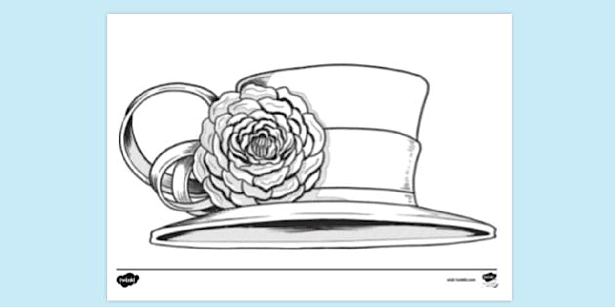 Ascot Hat Colouring Sheet (teacher made) - Twinkl