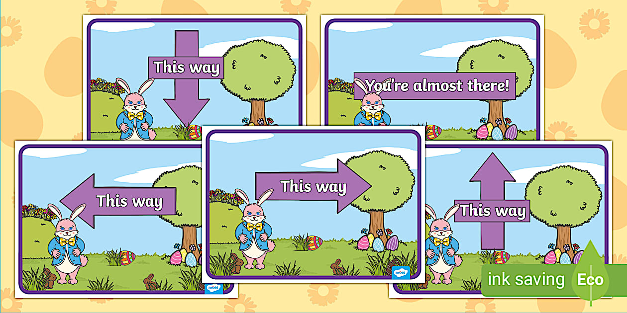 Easter Egg Hunt Direction Signs A4 Display Posters - Twinkl