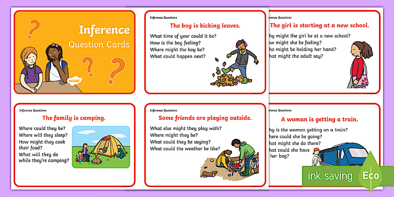 Cursive Inference Picture and Question Cards (teacher made)