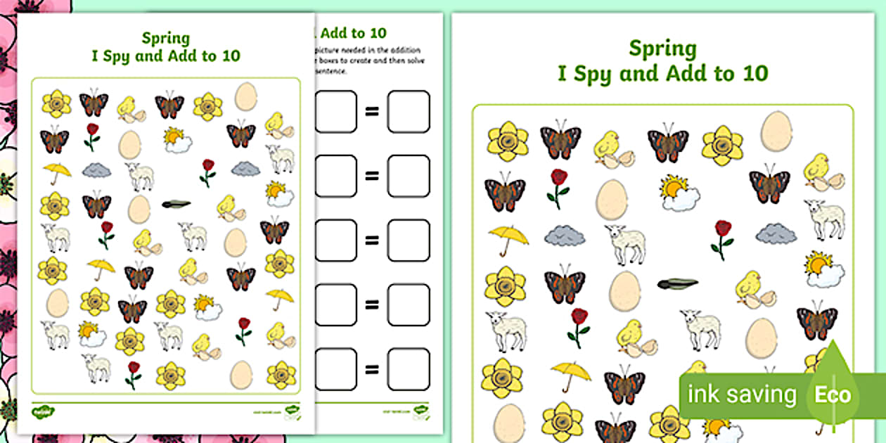👉 Spring I Spy and Add to 10 (teacher made) - Twinkl