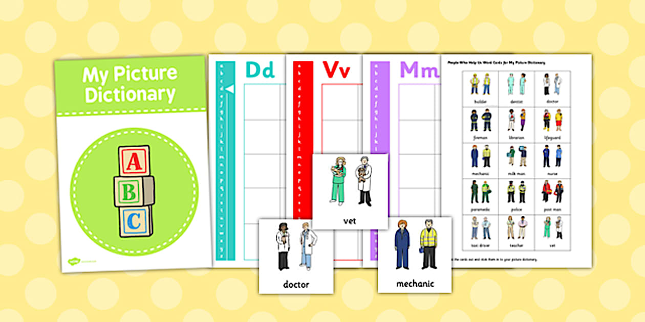 Picture Dictionary People Who Help Us Word Cards - dictionary