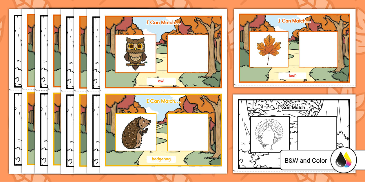Early Childhood Fall Busy Bag Matching Worksheet