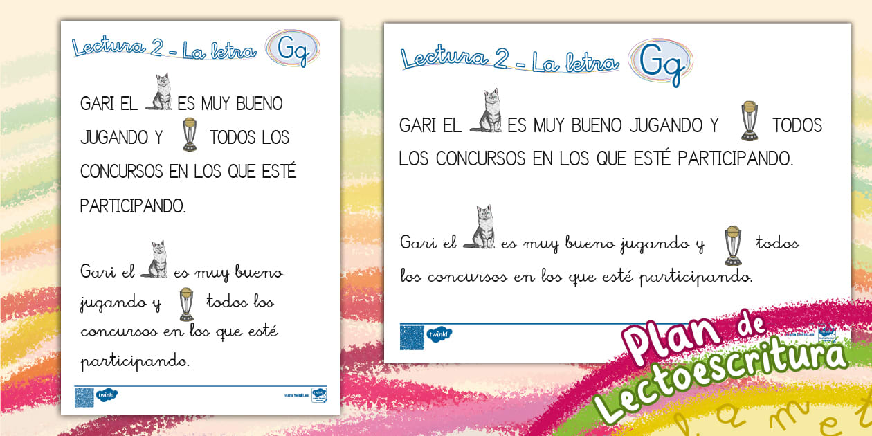 Plan de lectoescritura: La letra G - Lectura 2 - Twinkl