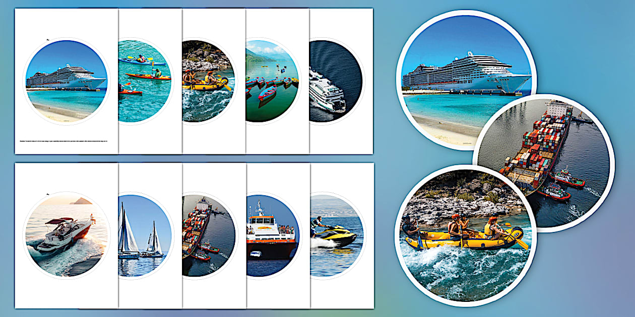 Water Transport Circle Display Photo Cut-Outs (teacher made)