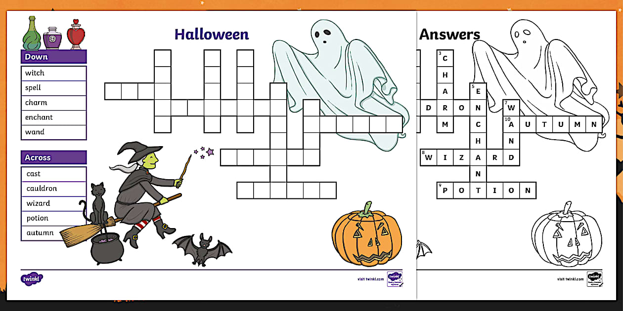 Halloween Crossword - Teaching Resource (teacher made)