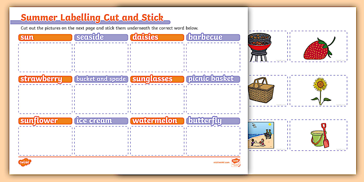 Summer Words Cut and Stick