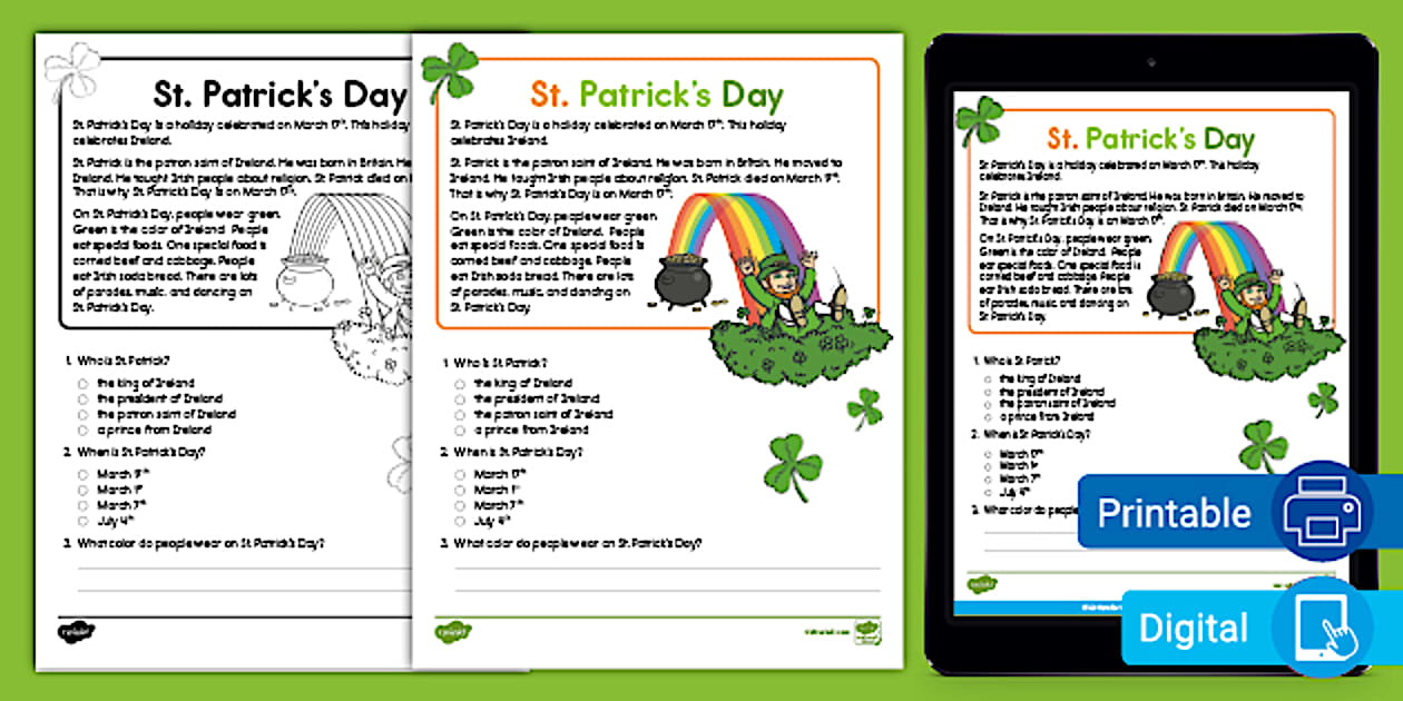 St. Patrick's Day Questions | ELA Resource | Twinkl USA