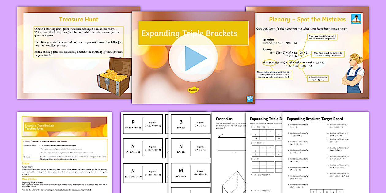 Expanding Triple Brackets Lesson Pack - Twinkl Expanding Triple Brackets Lesson Pack - Twinkl