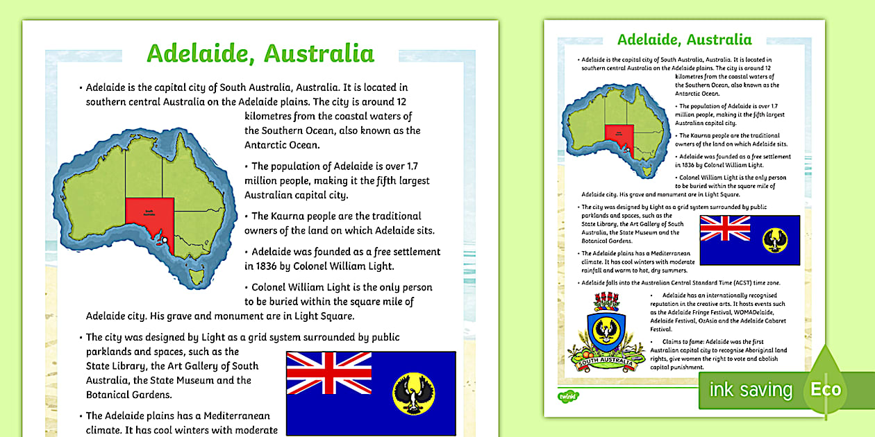Black and White Adelaide Fact File (teacher made) - Twinkl