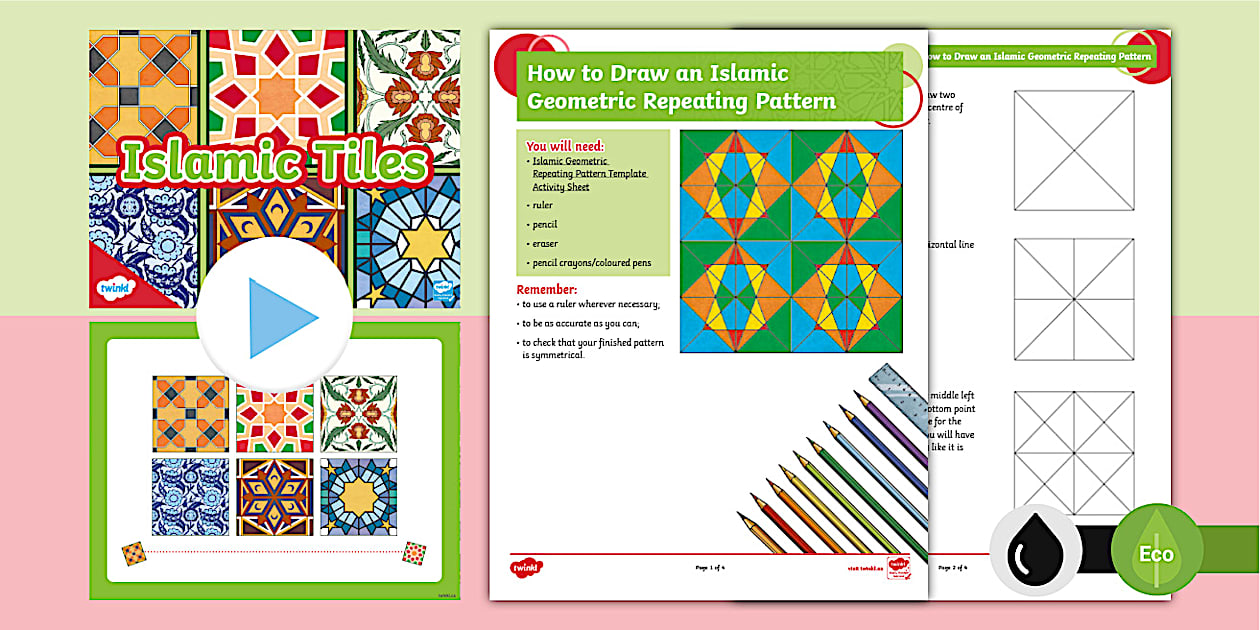 Islamic Tiles Inspired Art Project (teacher made) - Twinkl