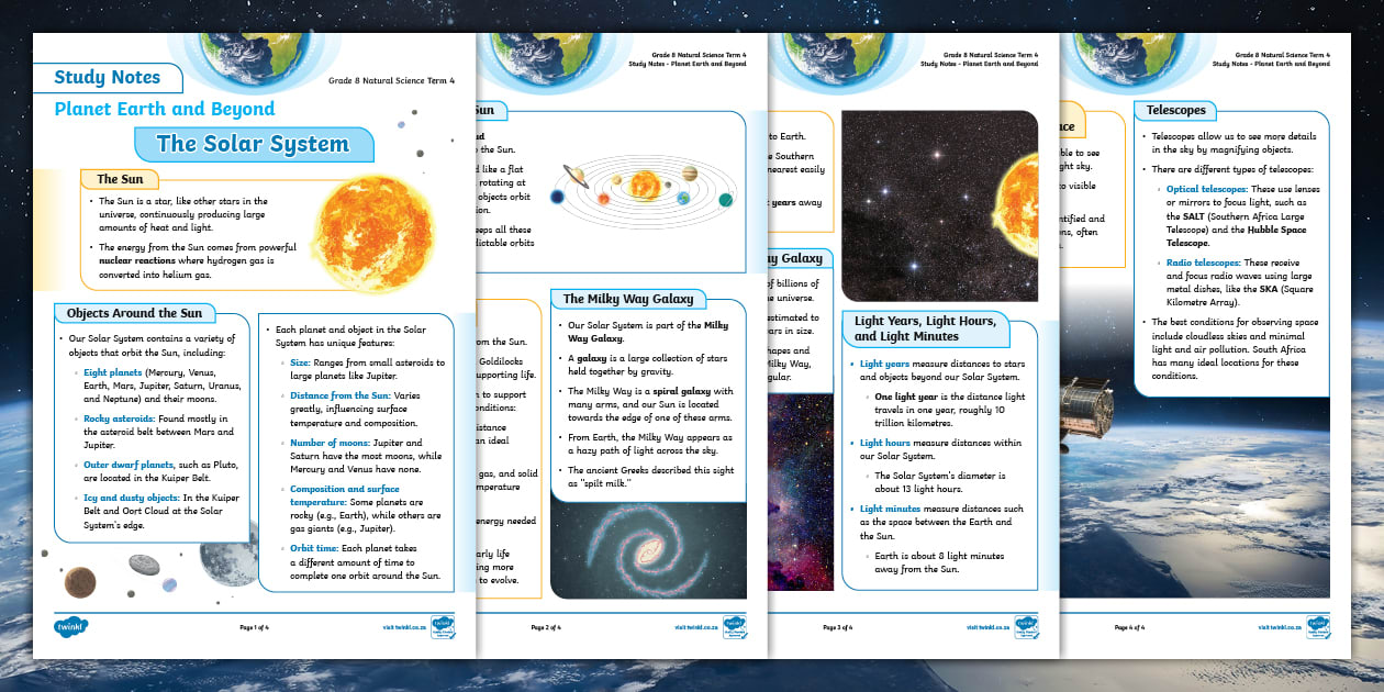 Grade 8 Natural Science Term 4 Study Notes - Planet Earth and Beyond