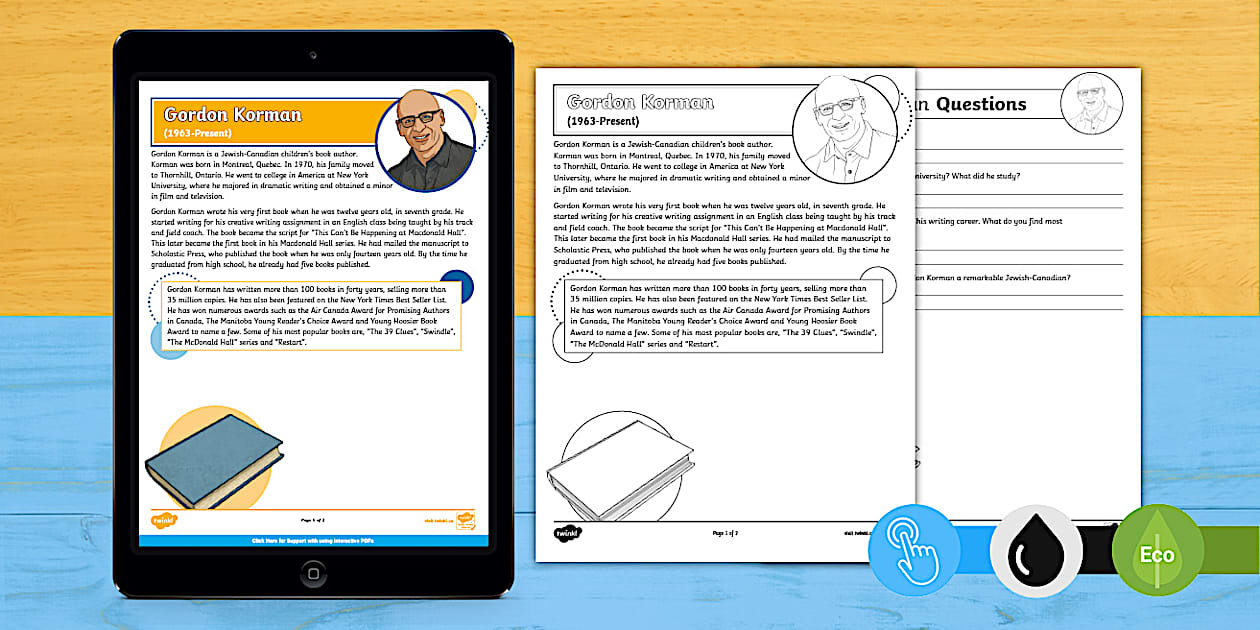 Remarkable Jewish Canadian Gordon Korman Reading Comp.