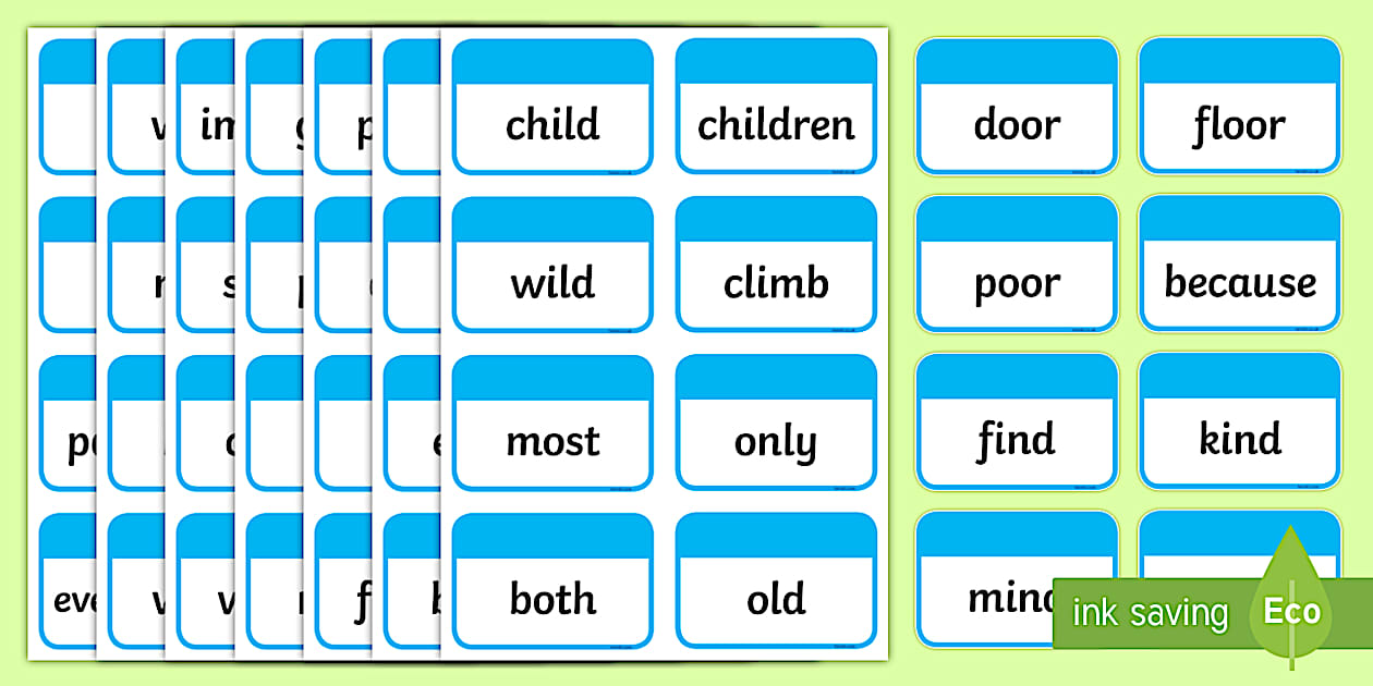 Editable Year 2 Common Exception Words Flashcards - Twinkl