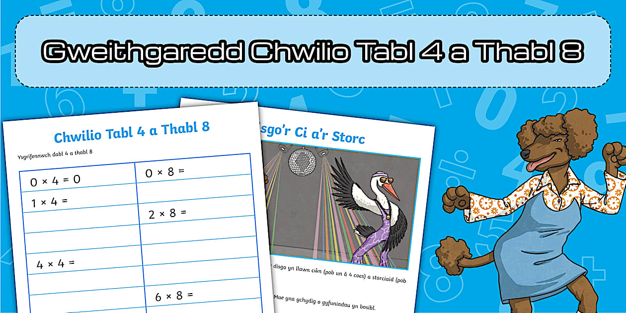 Gweithgaredd Chwilio Tabl 4 a Thabl 8