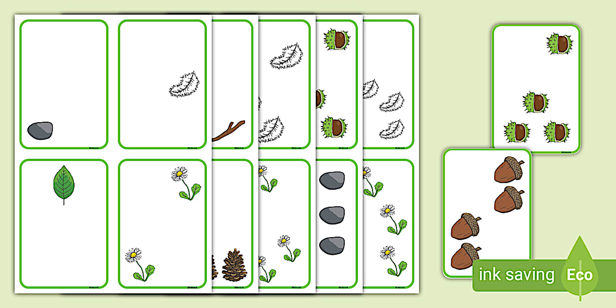 👉 Subitising to Five Irregular Arrangements Nature Cards