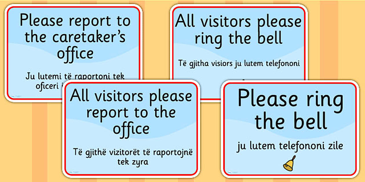 School Office Reception Signs EAL Albanian Version - EAL display