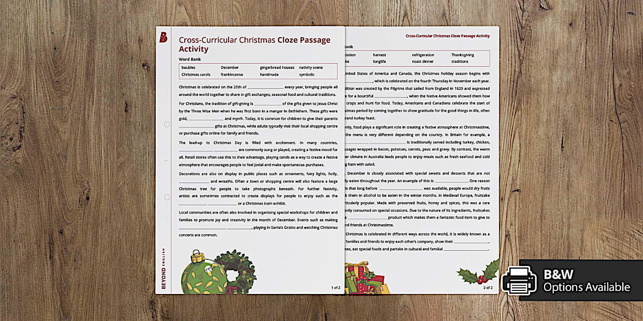 Cross-Curricular Christmas Cloze Passage - Twinkl