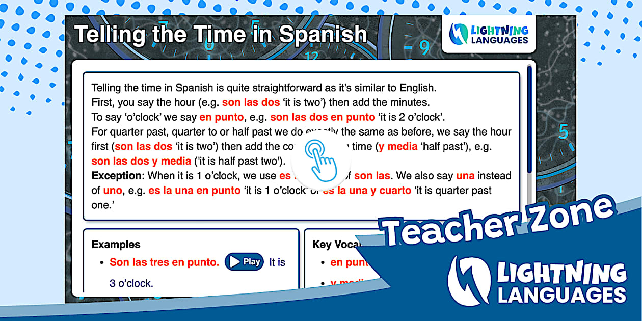 👉 Lightning Languages I Spanish I Go Guide I Telling Time