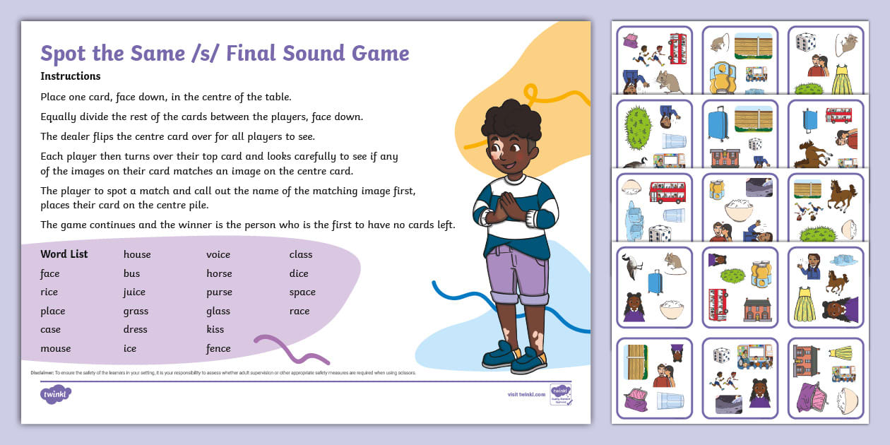 Spot the Same /s/ Word Final Sound Game (Teacher-Made)