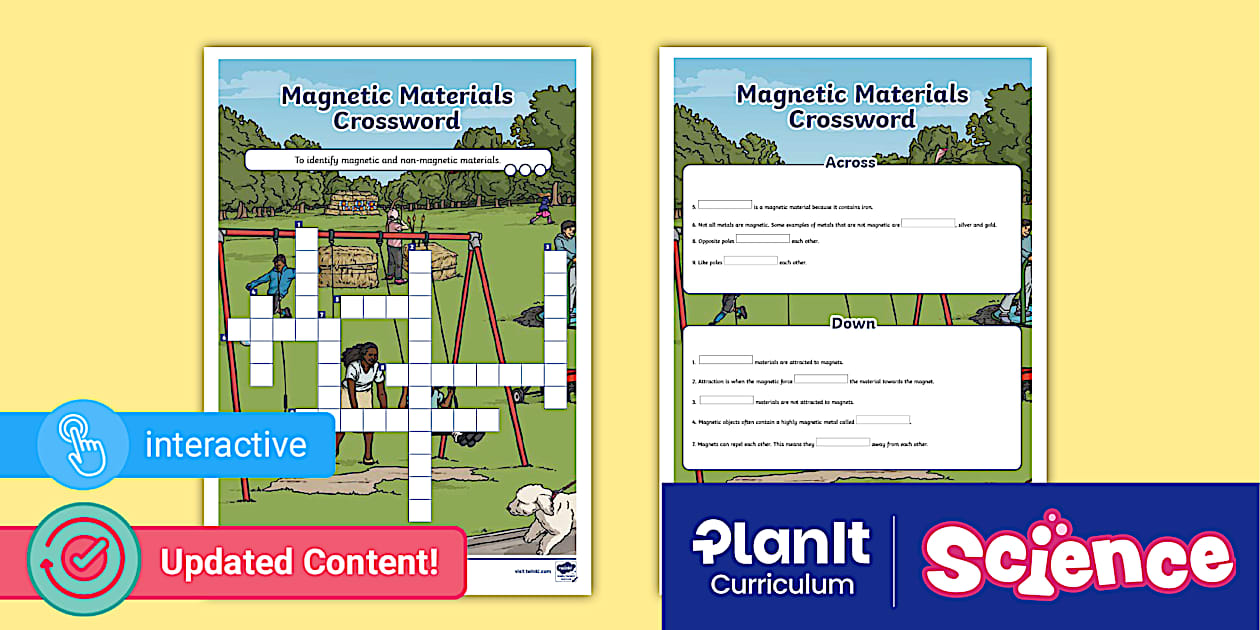 InteractivePDF: Y3 Home Learning: Forces & Magnets Crossword