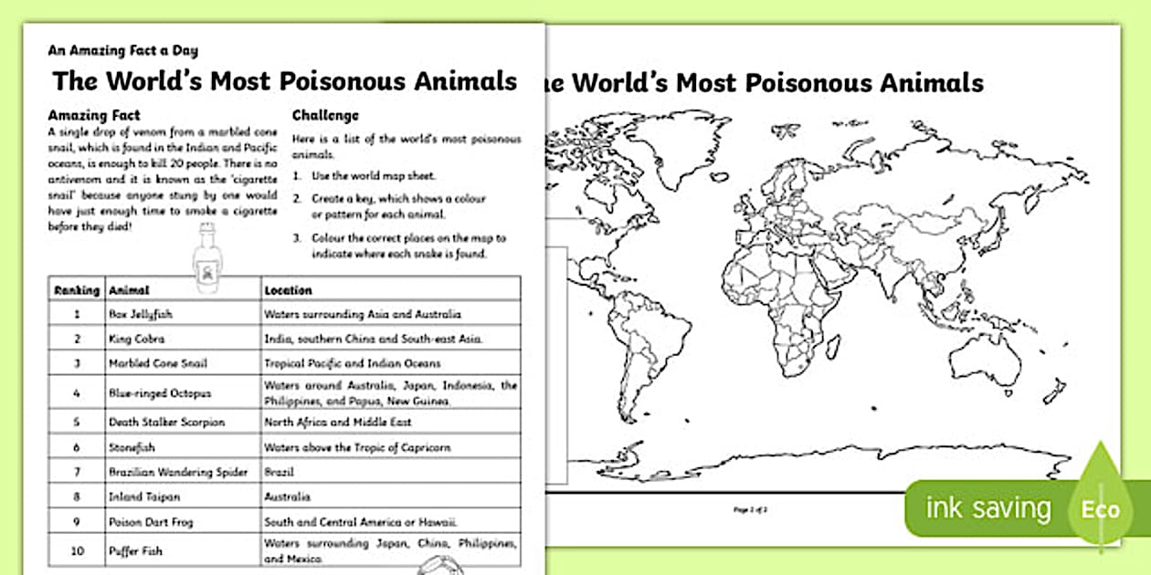 The World’s Most Poisonous Animals Worksheet / Worksheet, worksheet