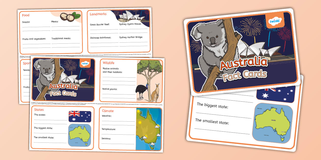 Australia Fact Cards Template - Twinkl Writing - Twinkl
