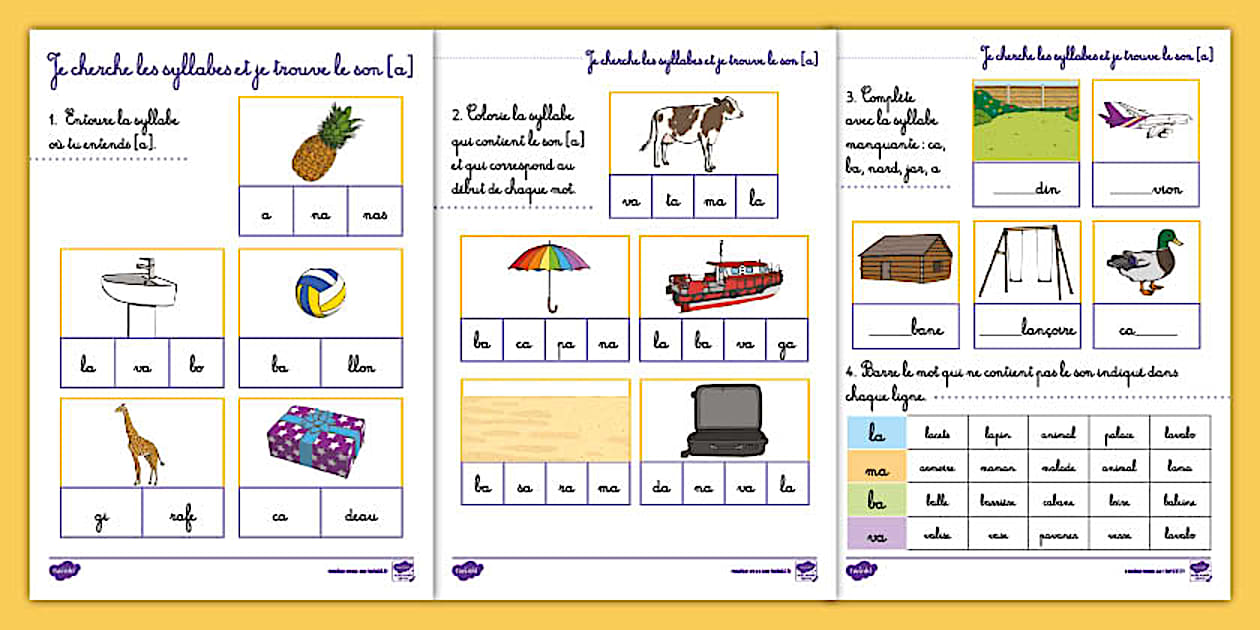 Je cherche les syllabes et je trouve le son [a] - Twinkl