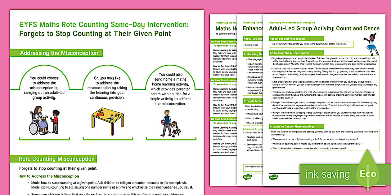 EYFS Maths Rote Counting Same-Day Intervention Plan - Twinkl