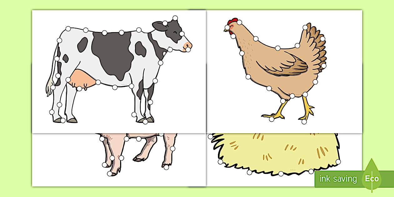 The Farm Aistear Threading Cut-Outs (teacher made) - Twinkl