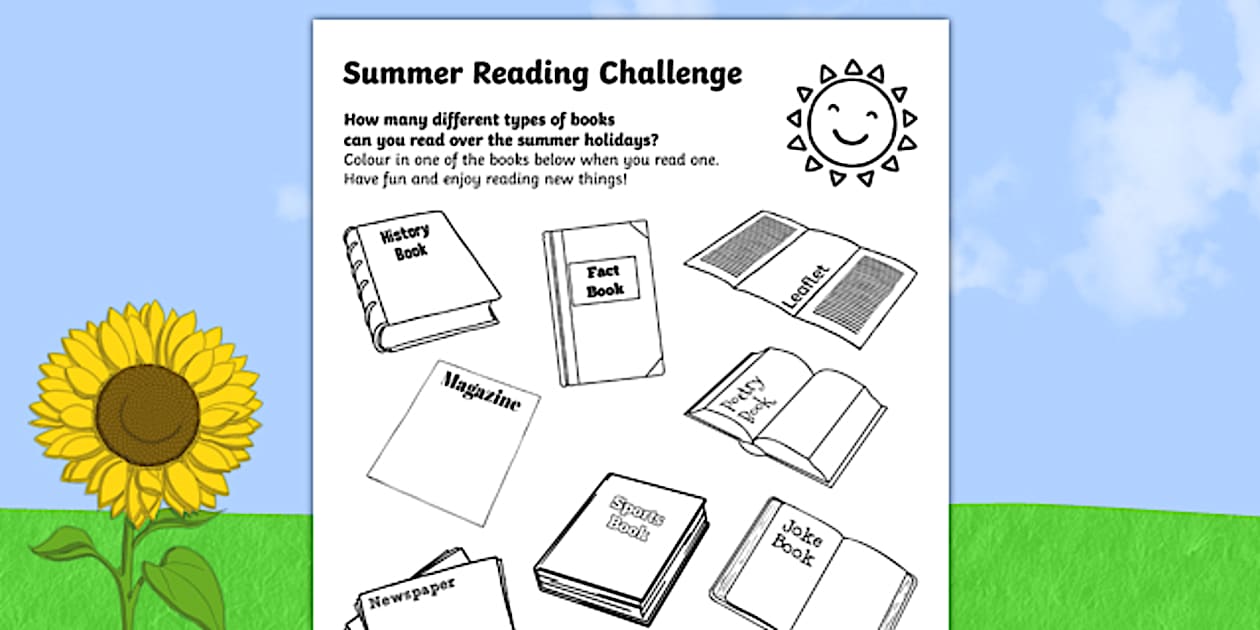 Editable Summer Reading Challenges Worksheet - Twinkl