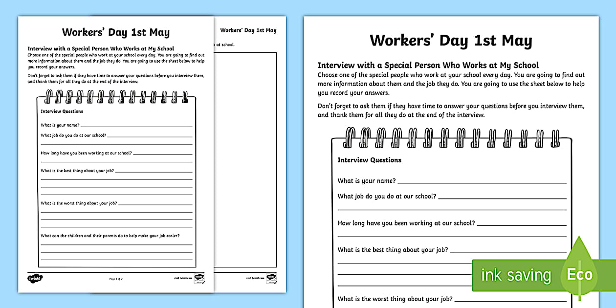 South Africa Workers' Day 1st May Interview Worksheet / Worksheet
