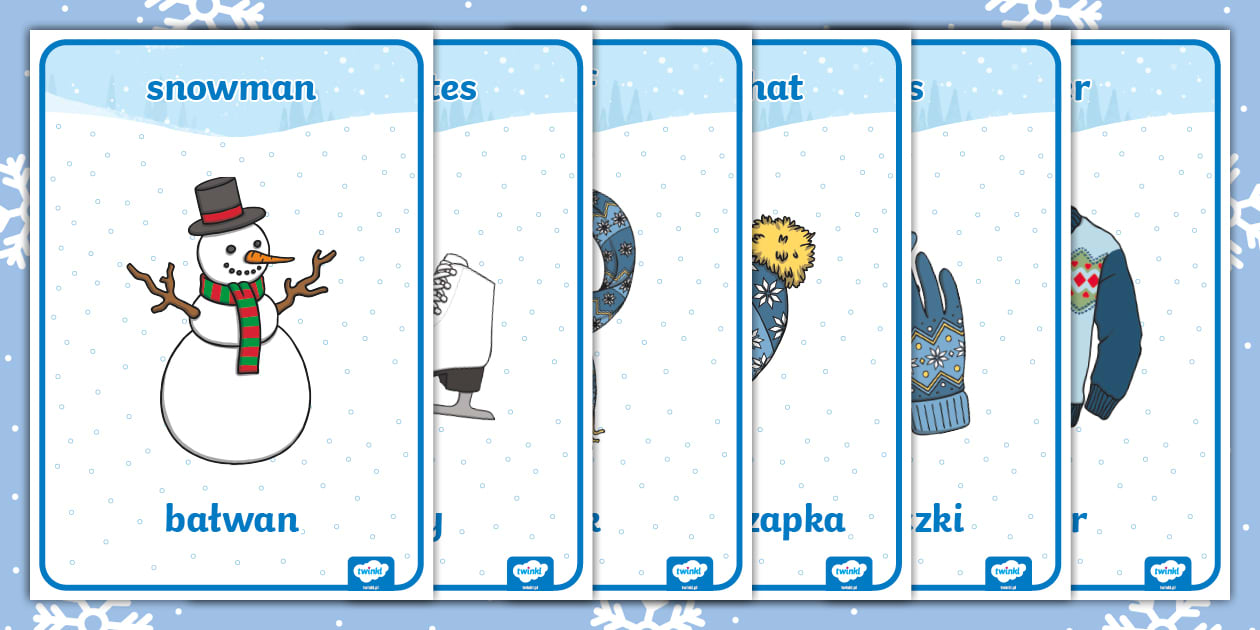 Zimowe słowa | Nauka angielskiego | Plakaty - Twinkl