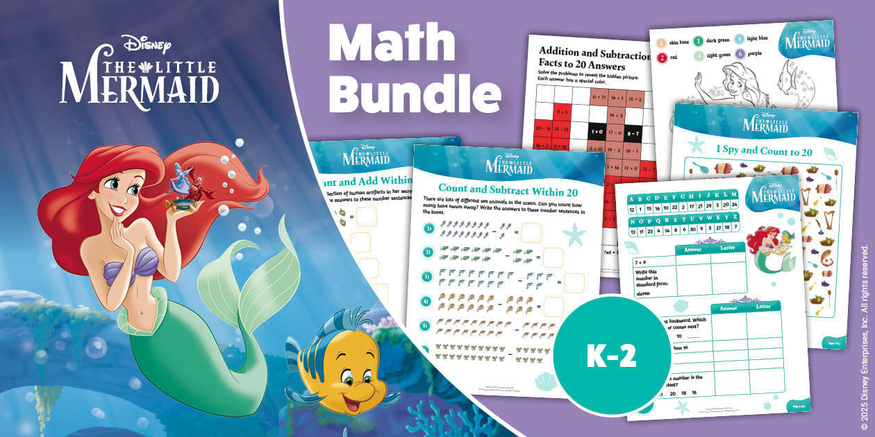 The Little Mermaid: Math Activity Pack for K-2nd Grade