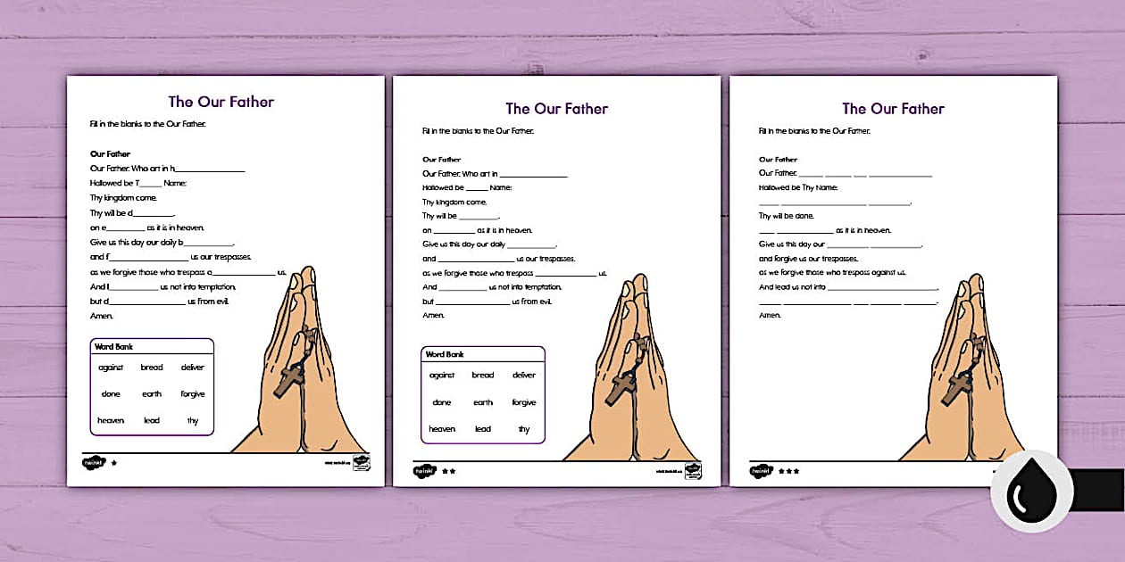 The Our Father Fill in the Blanks Differentiated Activity
