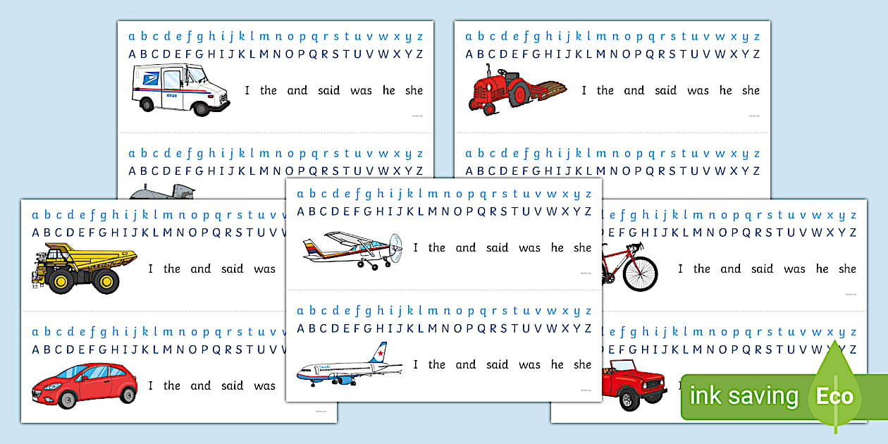 Transport Combined Number and Alphabet Strips (teacher made)