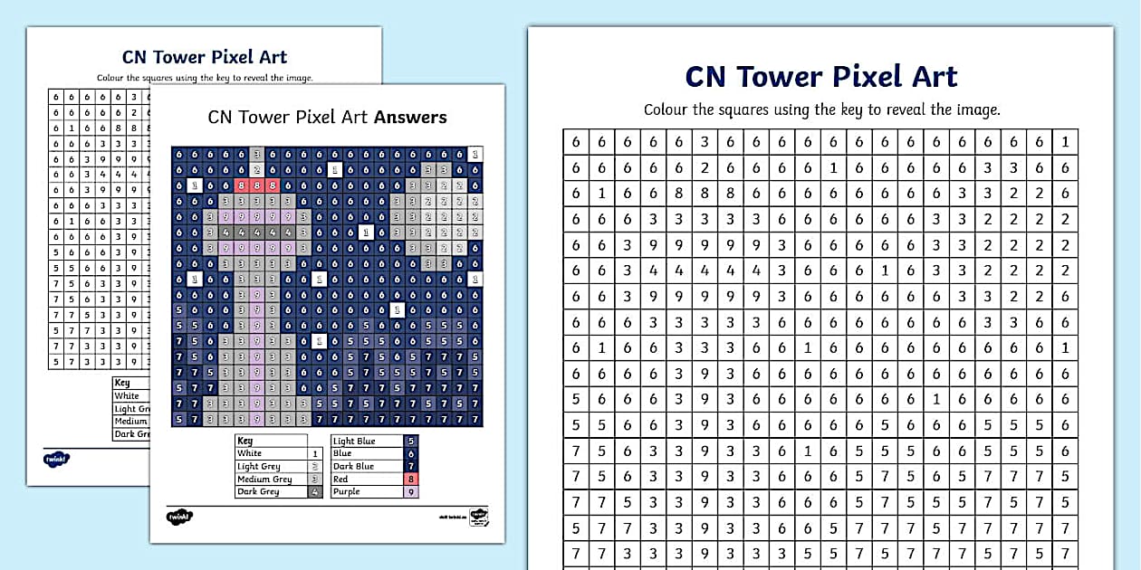 CN Tower Pixel Art Template (teacher made) - Twinkl