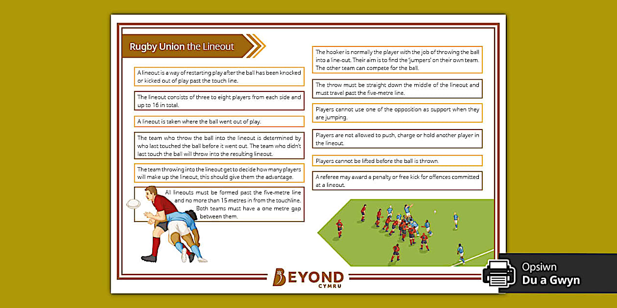 Rugby Laws Lineout Card (teacher made) - Twinkl